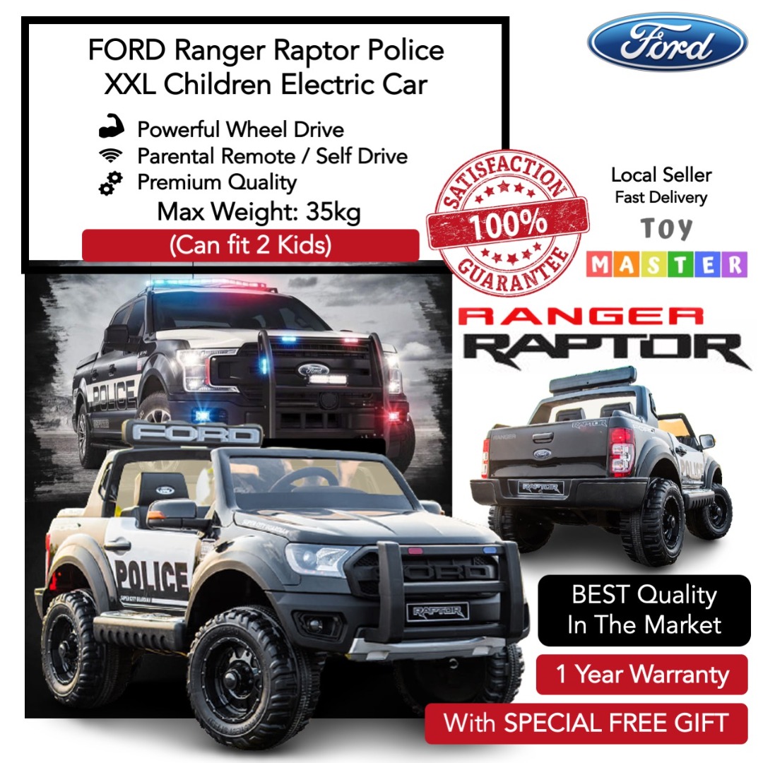 Official Ford Ranger Raptor Police Children / Kids Electric Ride On off ...