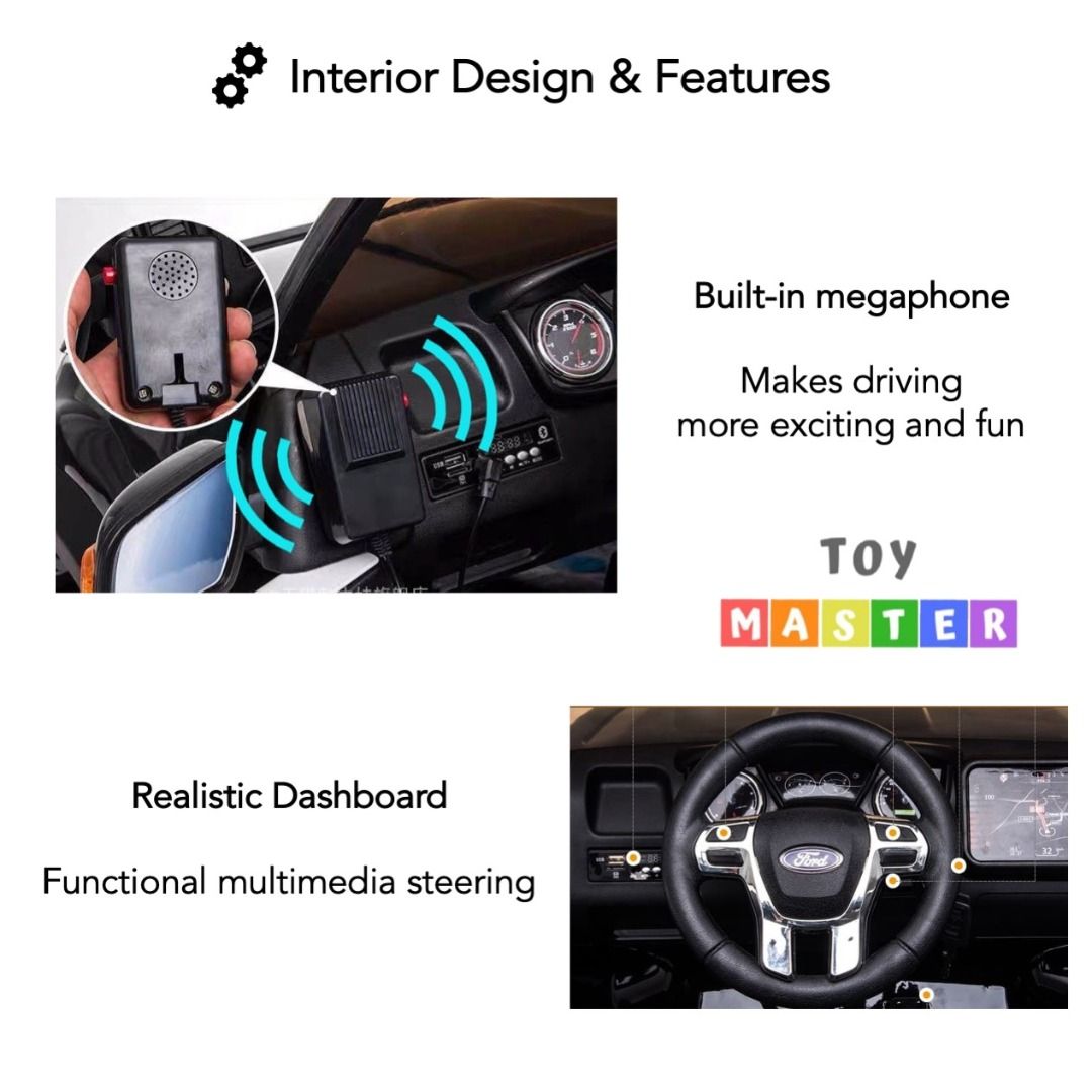 Official Ford Ranger Raptor Police Children / Kids Electric Ride On off ...