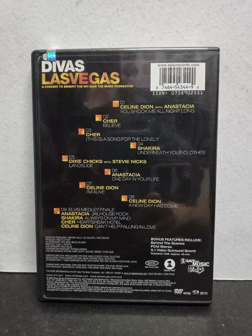 Original DVD - DIVAS LAS VEGAS - Celine Dion, Cher, Dixie Chicks ...