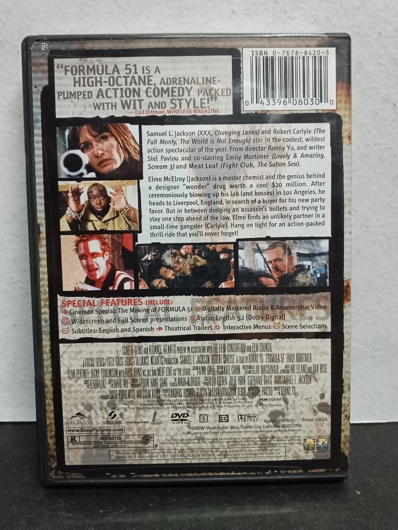 Original DVD - Formula 51 - Samuel Jackson, Robert Carlyle (Region 1 ...