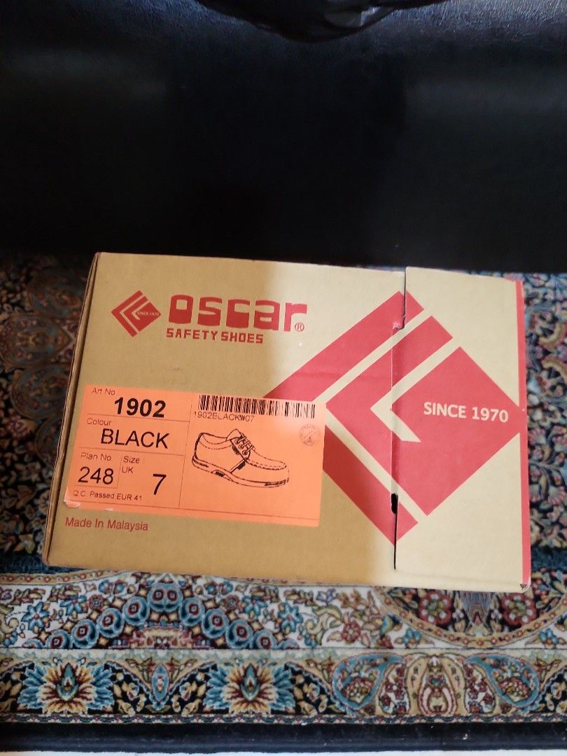 (New) OSCAR Safety Shoe, UK7, Model 1902, Executive, Steel Toe, Black ...