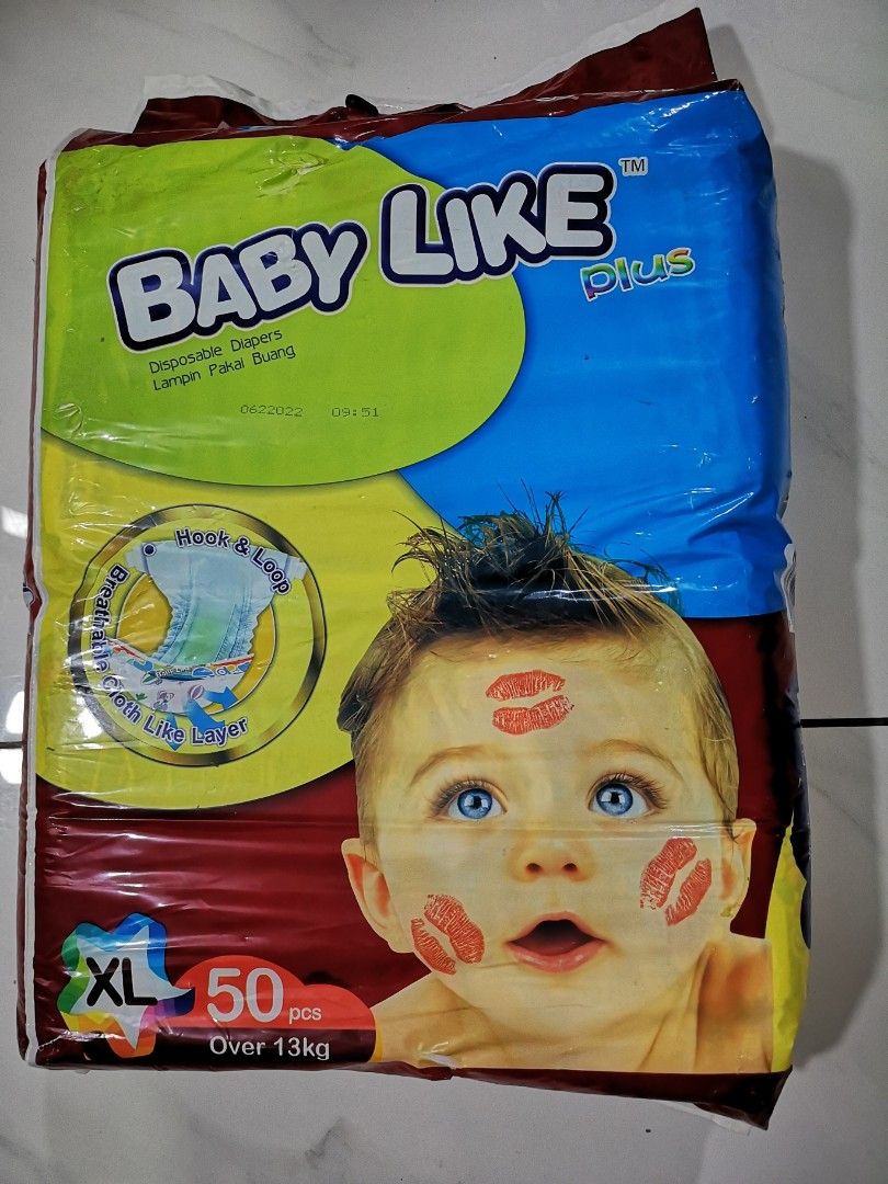Pampers Diapers jenama Baby Like saiz XL50, Babies & Kids, Bathing ...