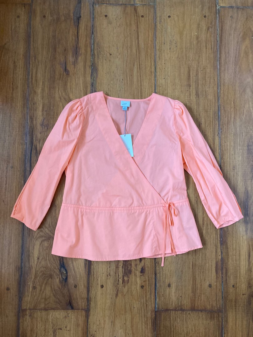 Peach Summer Wrap Top, Women's Fashion, Tops, Blouses on Carousell