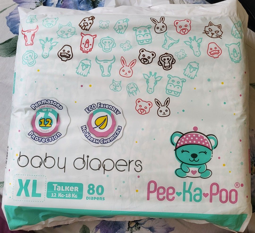 Pee-Ka-Poo Baby Diapers XL TAPE, Babies & Kids, Bathing & Changing ...