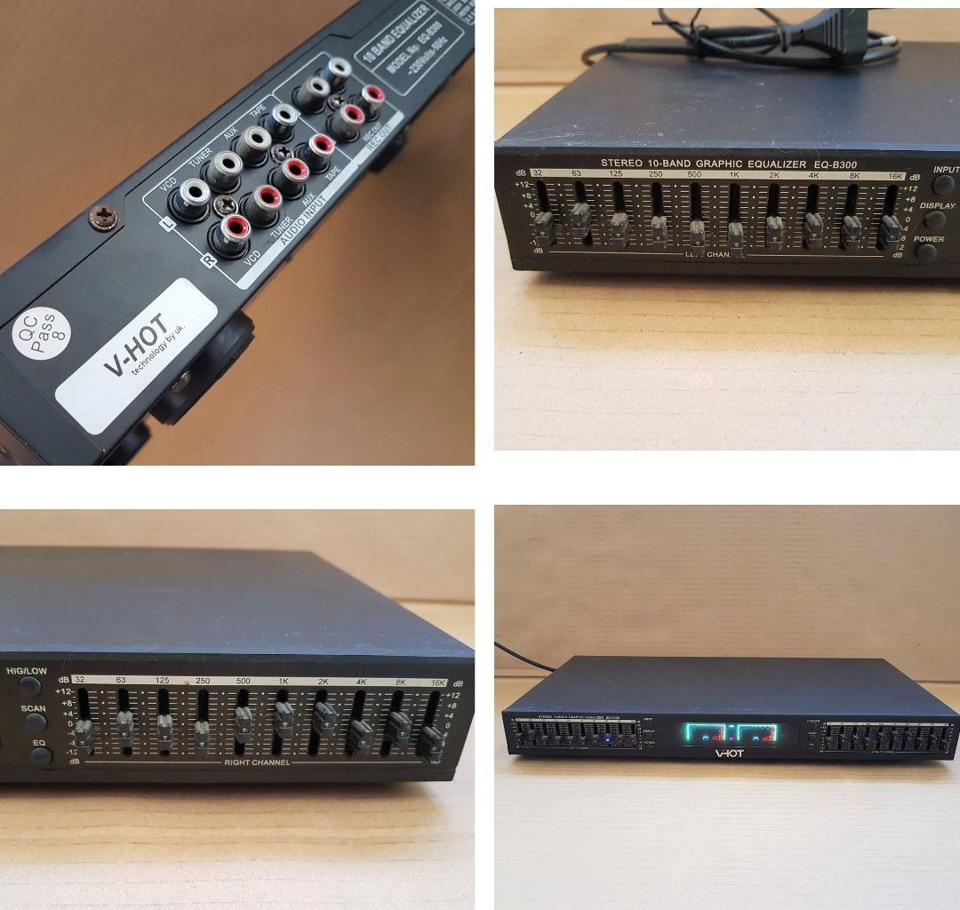 Premium V-HOT Stereo 10 Band Graphic Equalizer, Model EQ-B300, 4 Channels Input, VHOT Technology ...
