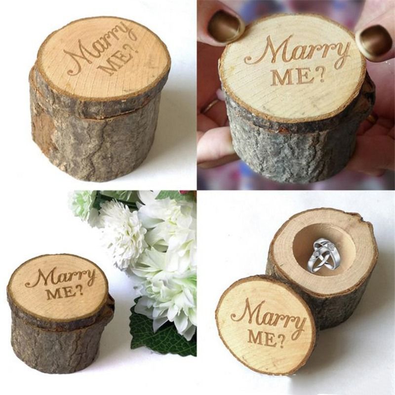 Retro Wooden Ring Box MARRY ME Wedding Proposal Celebration, Hobbies ...