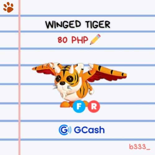 ROBLOX ADOPT ME WINGED TIGER PET, Video Gaming, Gaming Accessories, In ...