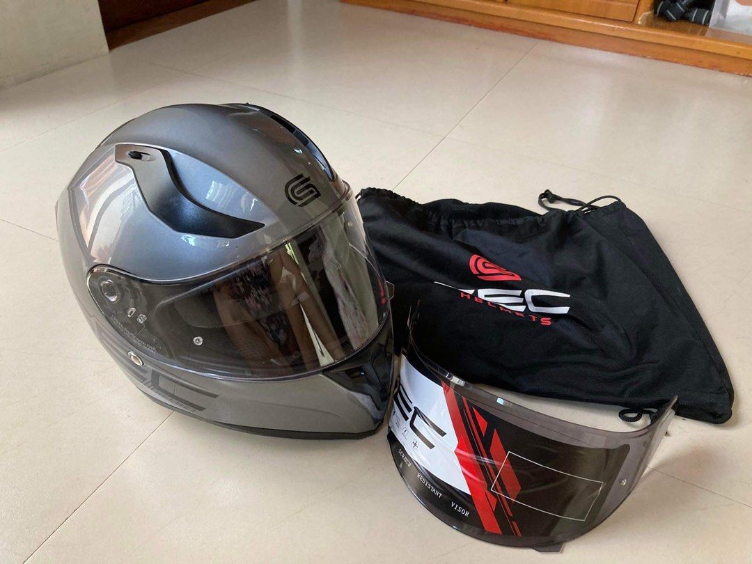 Sec Full Face Helmet Armada GLSS Titanium Dual visor on Carousell