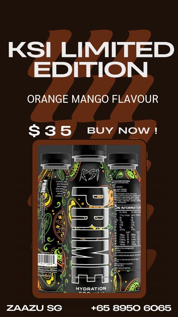 [SG Cheapest] Prime Hydration - KSI Limited Orange Mango Flavour, Food ...