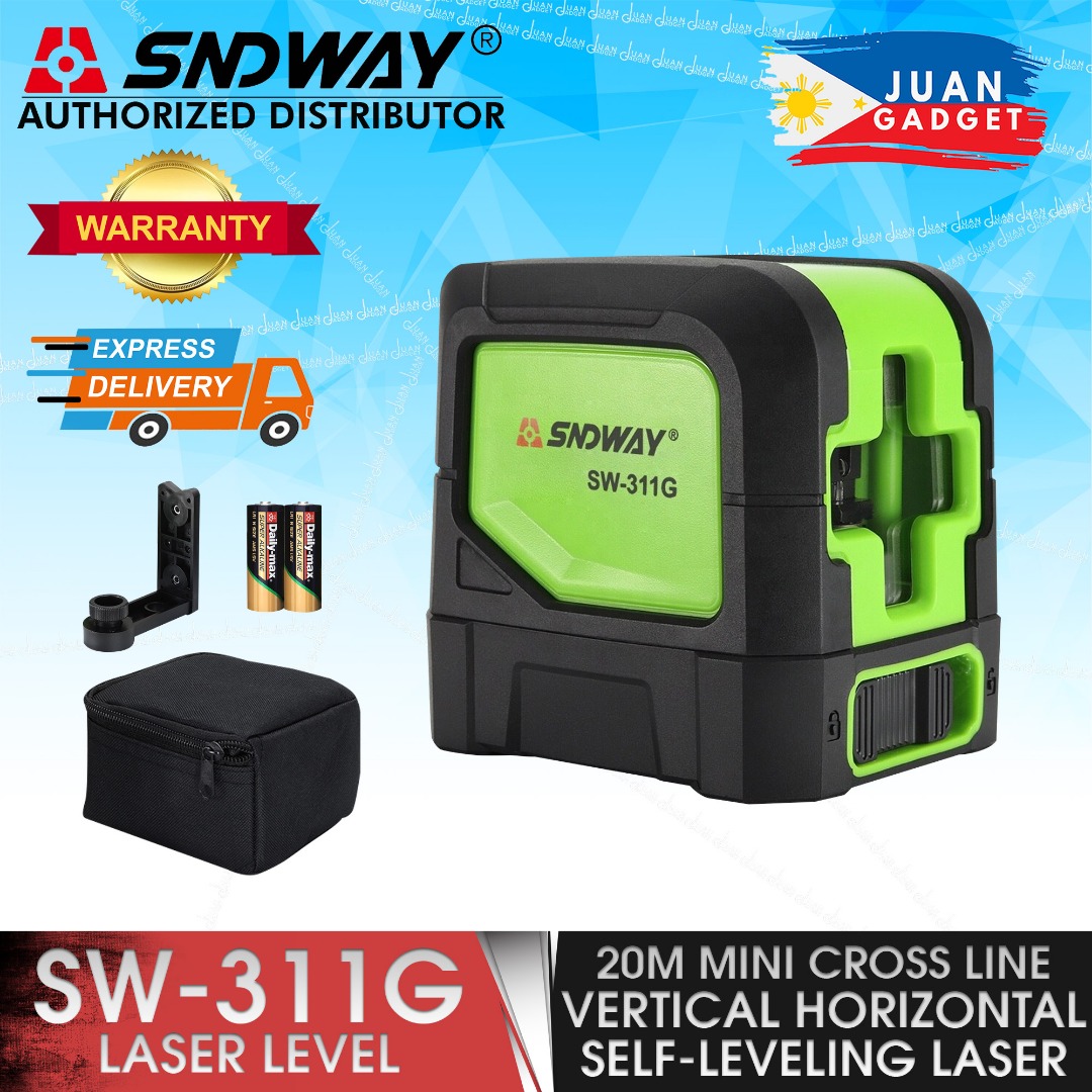 Sndway SW-311G LASER LEVEL Green Laser Beam 2 Cross Lines Vertical ...