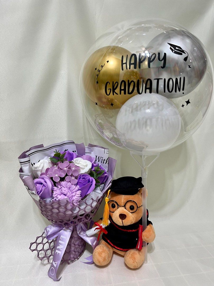Soap & Artificial Graduation Bouquet Flower Balloon Birthday Gift Ideas ...