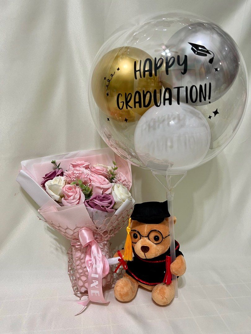 Soap & Artificial Graduation Bouquet Flower Balloon Birthday Gift Ideas ...
