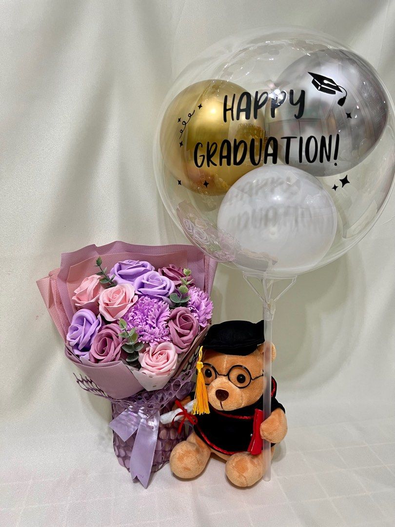 Soap & Artificial Graduation Bouquet Flower Balloon Birthday Gift Ideas ...