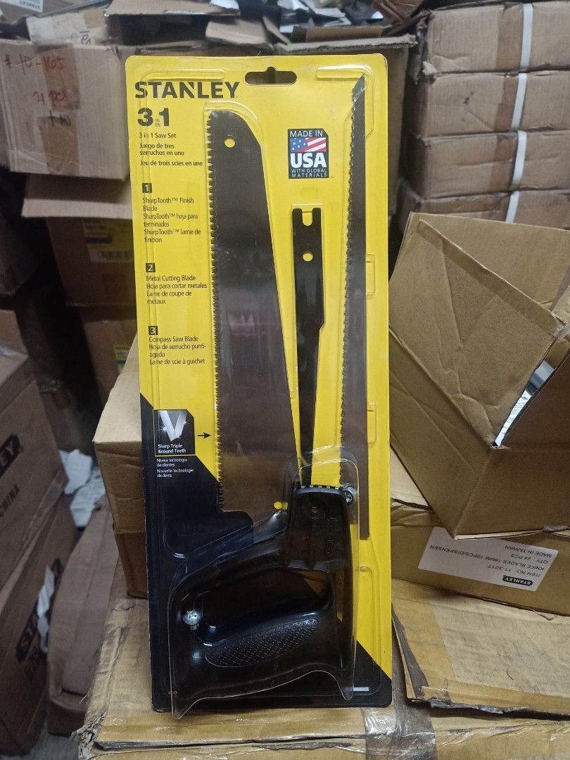 STANLEY NEST OF SAW WITH 3 PCS BLADES #15-175 METAL HANDLE #15-090 PVC ...
