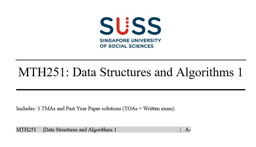 [Read Description - UPDATED LISTING] SUSS MTH251: Data Structures and ...