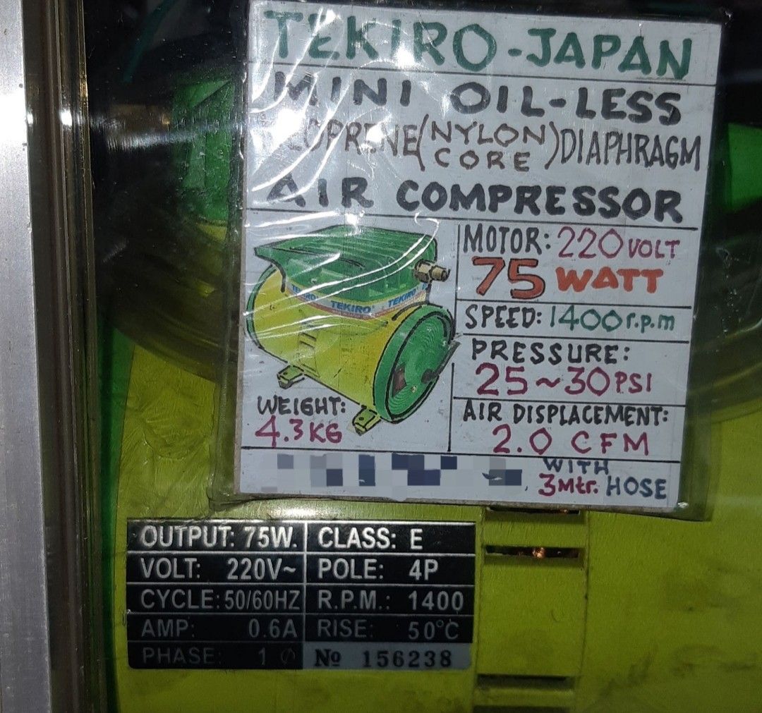TEKIRO JAPAN Mini Oiless Air COMPRESSORS Compressor, Commercial ...