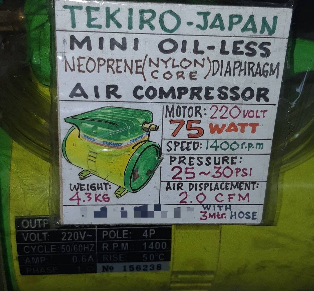 TEKIRO JAPAN Mini Oiless Air COMPRESSORS Compressor, Commercial ...