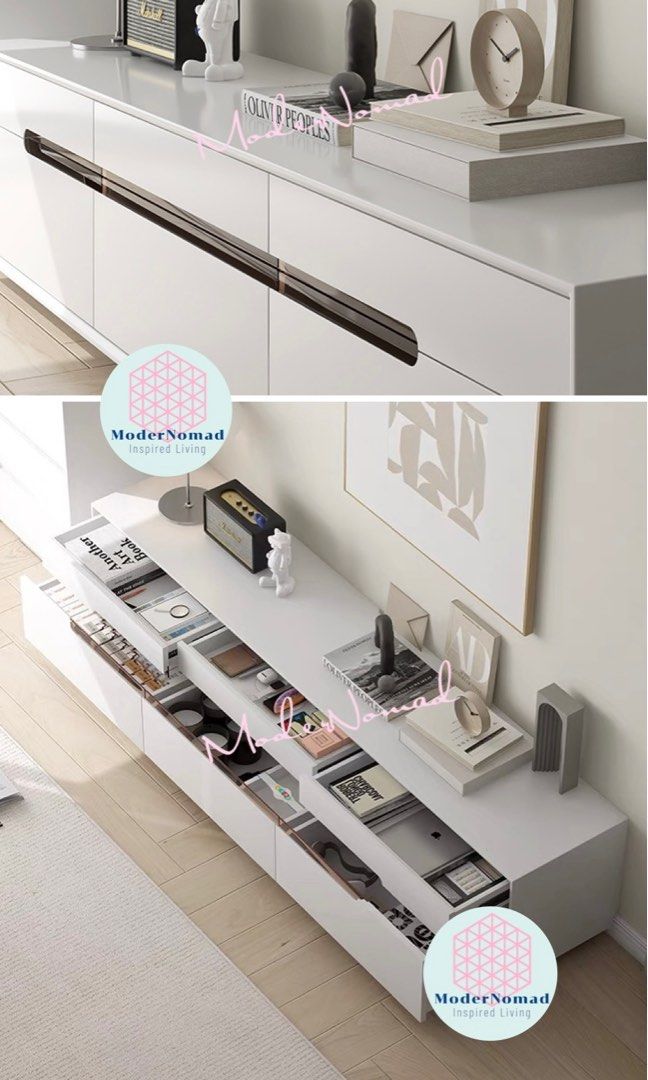 TV Console Storage Cabinet Low Sideboard Low Display Cabinet Chest of ...