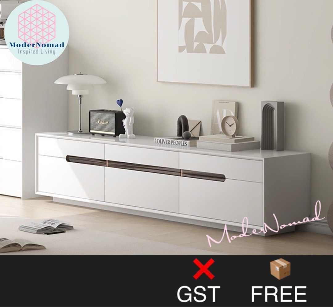 TV Console Storage Cabinet Low Sideboard Low Display Cabinet Chest of ...