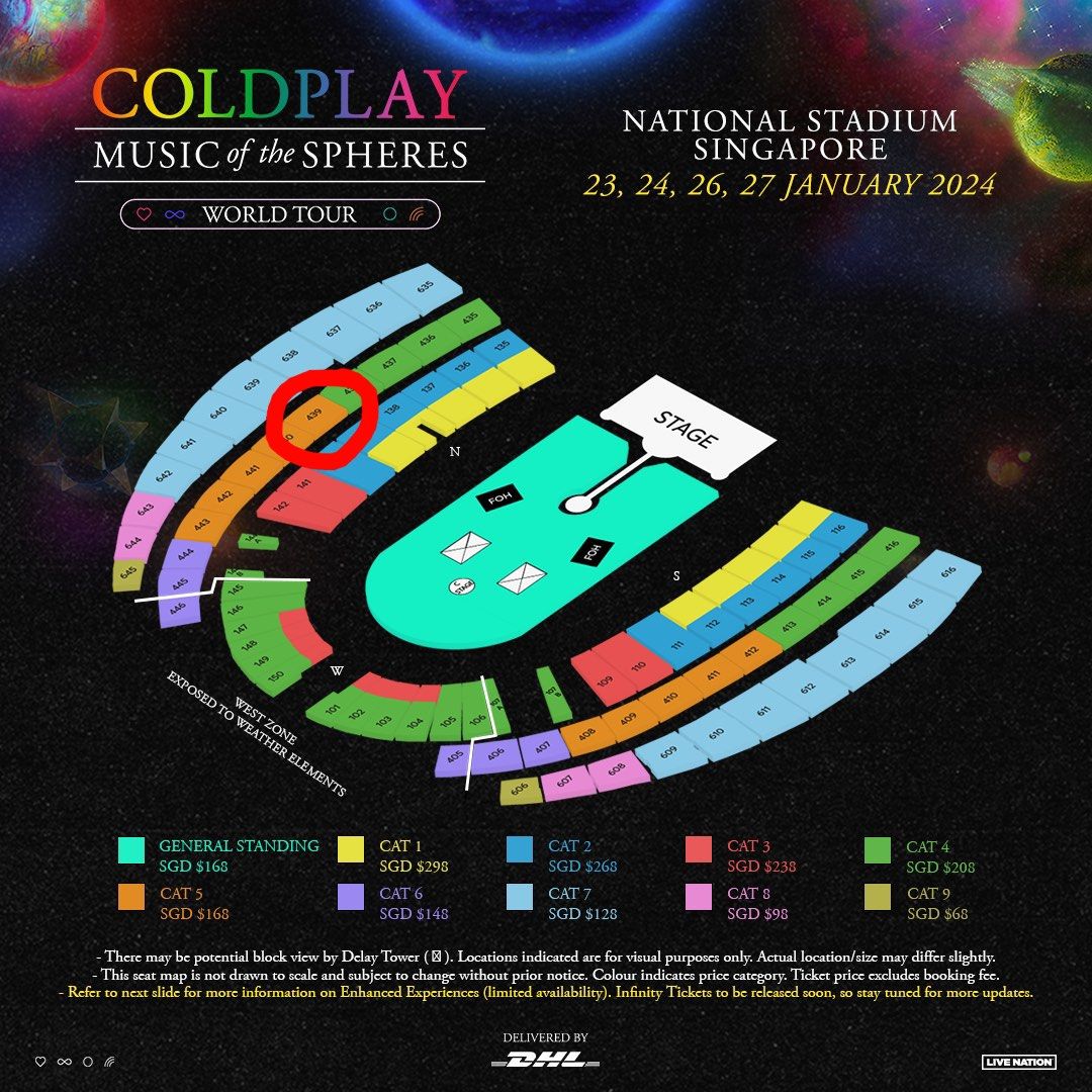wts 23 jan coldplay concert ticket cat 5, Tickets & Vouchers, Event ...