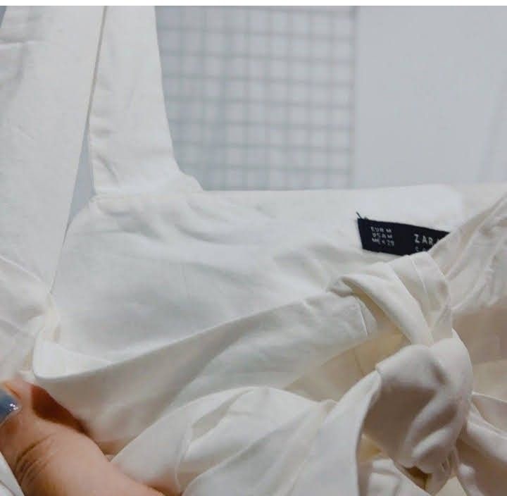 Zara White Catton Cut Out Dress, Fesyen Wanita, Pakaian Wanita, Gaun ...