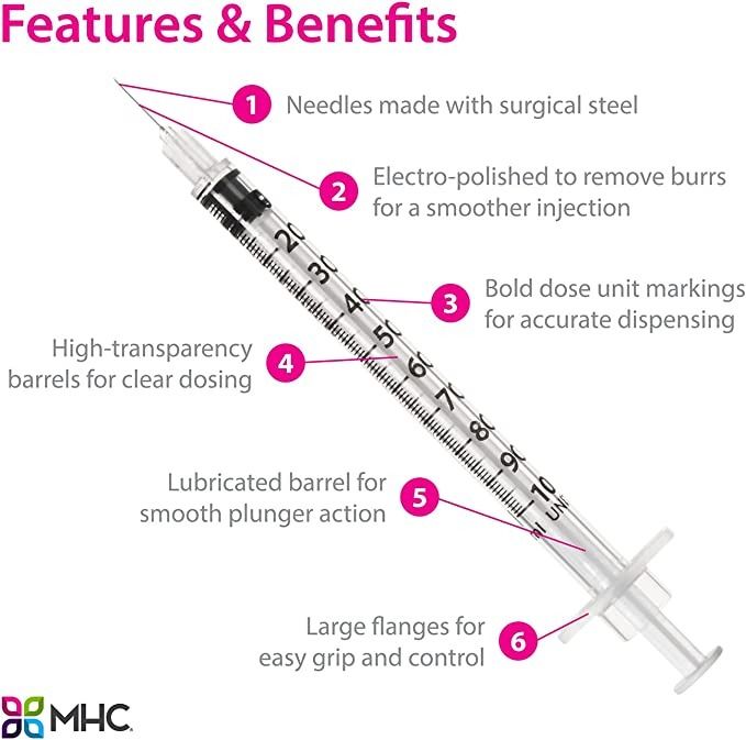 100 PC SET EASY TOUCH U 100 Insulin Syringes Short Needle 31 GAUGE 0.3 ...