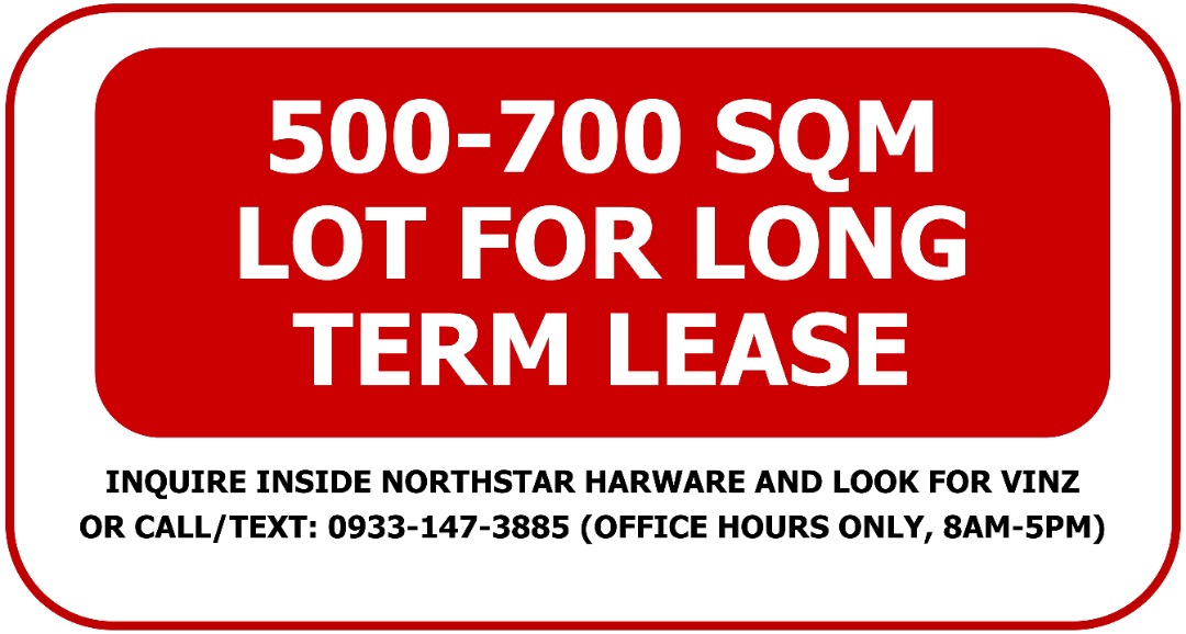 500-700 sqm lot for commercial long term lease (₱180 per sqm/month ...
