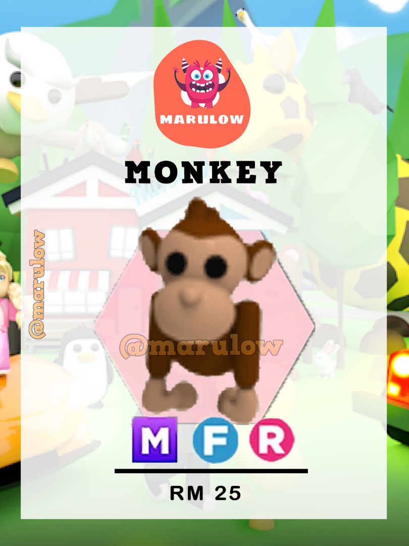 Adopt Me -Monkey MFR ( Roblox ), Video Gaming, Gaming Accessories, In ...