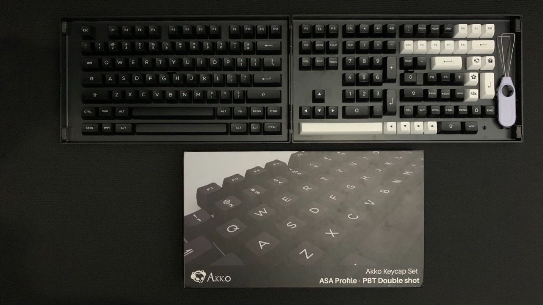 Akko White On Black ASA PBT keycaps (158 keys), Computers & Tech, Parts ...