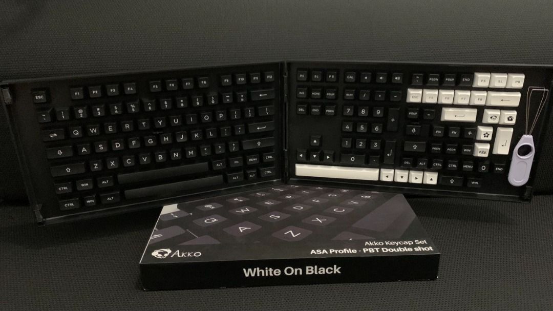 Akko White On Black ASA PBT keycaps (158 keys), Computers & Tech, Parts ...