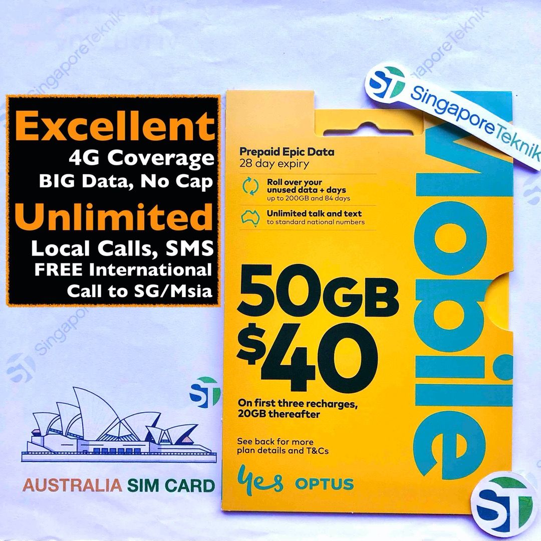 Australia Mobile Prepaid eSIM and SIM Card FREE CALL SMS HUGE DATA ...