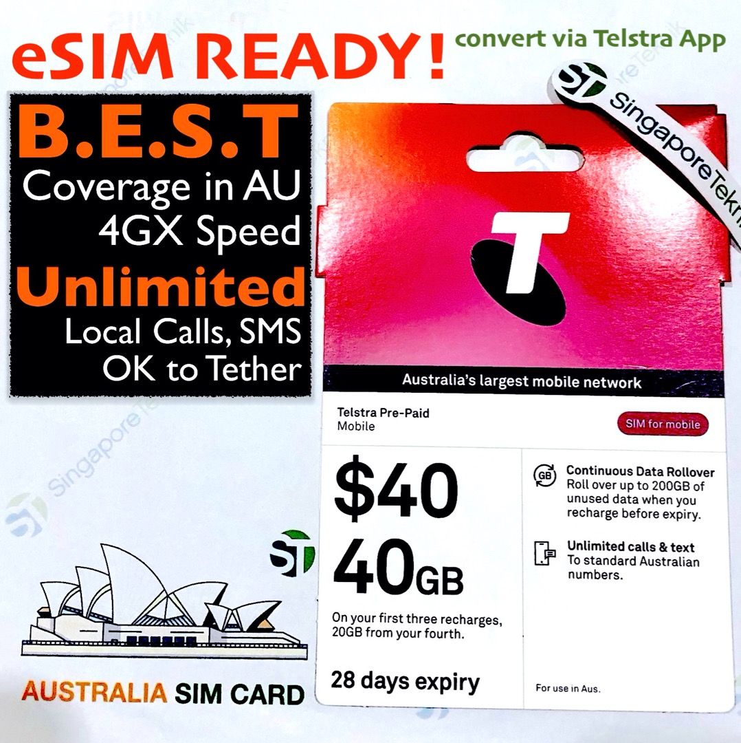 Australia Mobile Prepaid eSIM and SIM Card FREE CALL SMS HUGE DATA ...