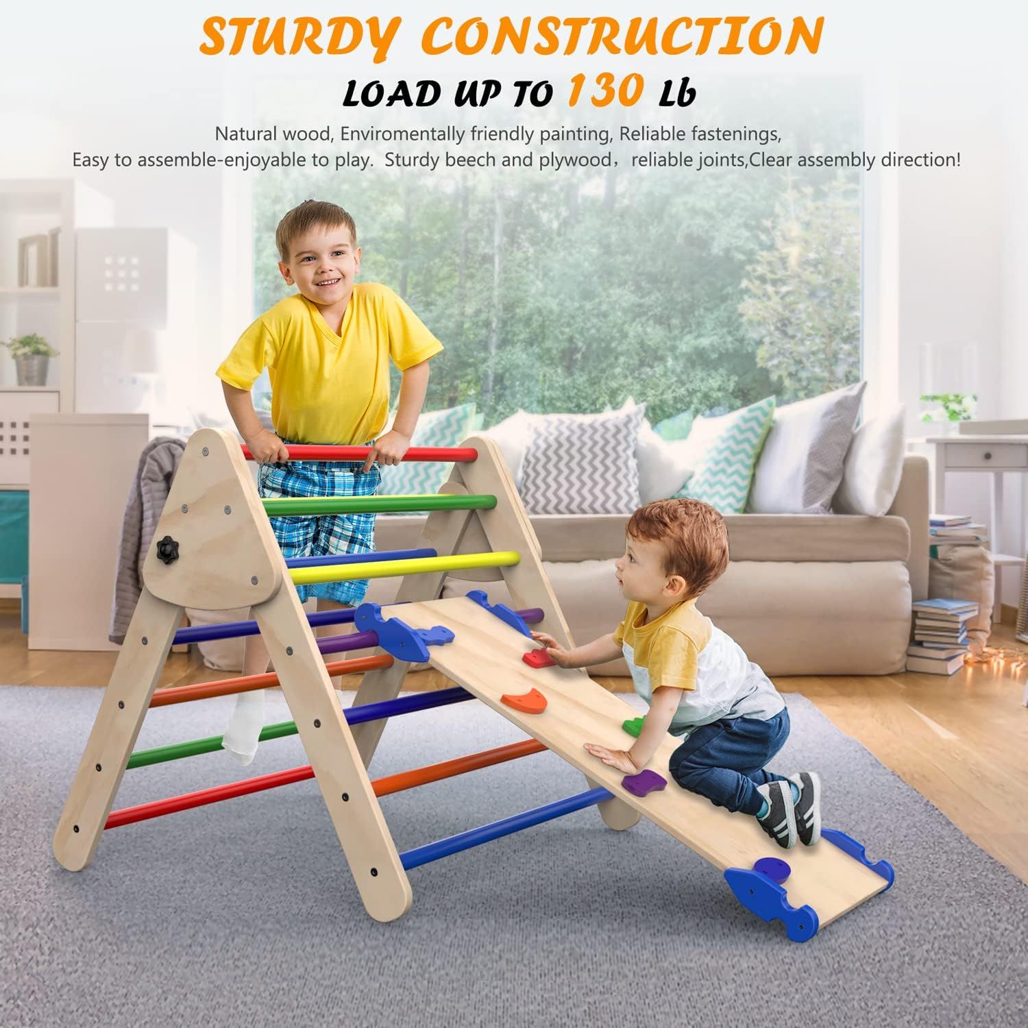 Baoniu Pikler Triangle, Foldable Climbing Triangle Ladder with Ramp for ...