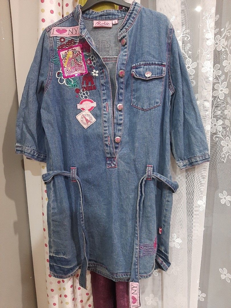 Barbie Denim Dress, Babies & Kids, Babies & Kids Fashion on Carousell