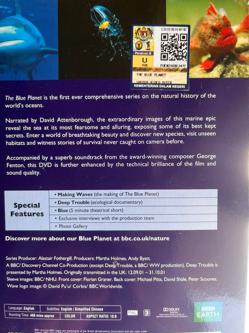 BBC - THE BLUE PLANET DVD 6 hours, Hobbies & Toys, Music & Media, CDs ...