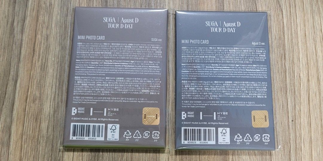 bts suga agust d mini photo card set, Hobbies & Toys, Memorabilia ...