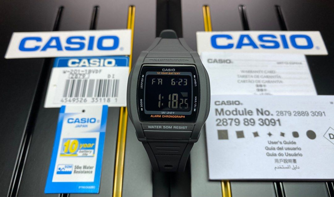 Casio Illuminator W-201-1B Digital Quartz Watch W201-1B Gray W201 Brand ...
