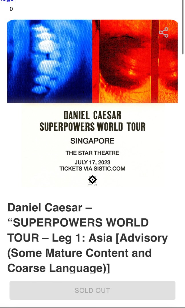 x2 Cat 3 Daniel Caesar Ticket, Tickets & Vouchers, Event Tickets on Carousell