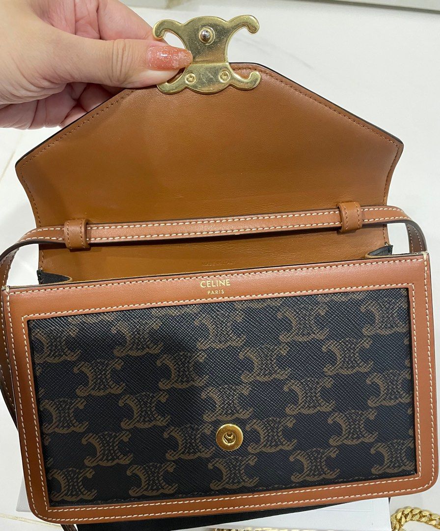 Sold - Celine WOC WALLET ON CHAIN TRIOMPHE IN TRIOMPHE CANVAS AND ...