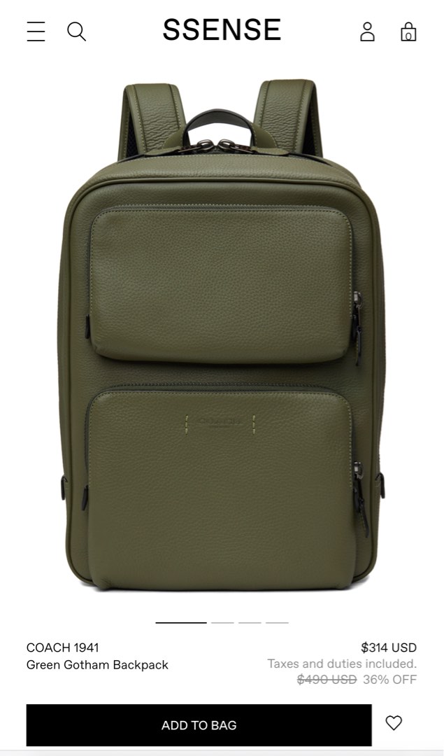 Coach 1941 - Green Gotham Backpack, Luxury, Bags & Wallets on Carousell