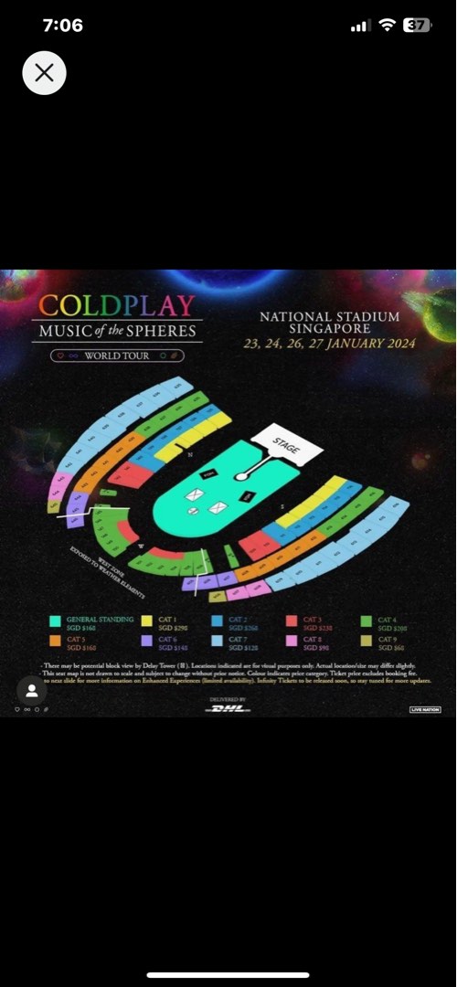 CAT 2Coldplay Singapre Concert 2024 31ST Jan 8pm, Tickets & Vouchers ...