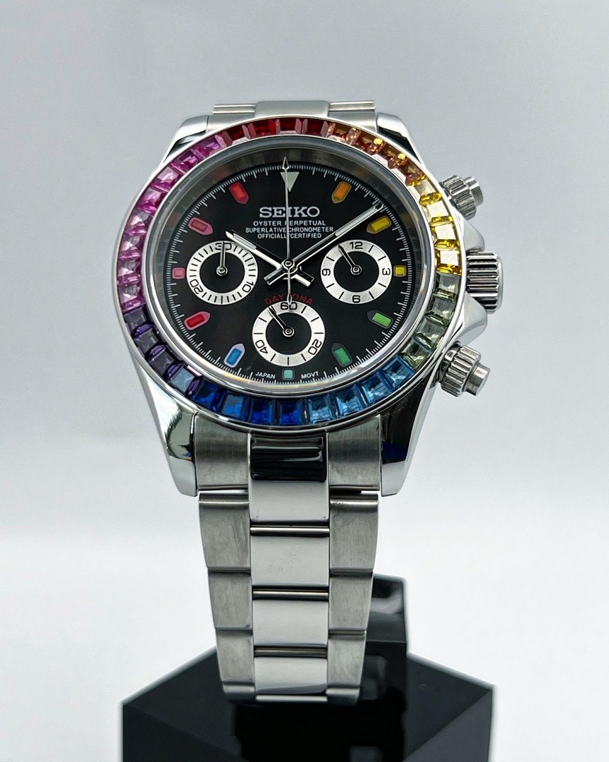 Custom Seiko Mod Rainbow Daytona (Quartz) in 39.5mm, Men's Fashion ...