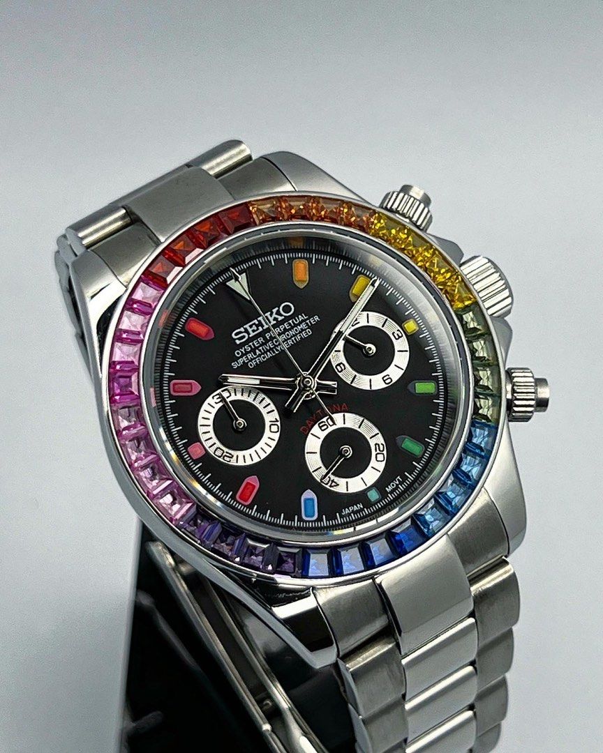 Custom Seiko Mod Rainbow Daytona (Quartz) in 39.5mm, Men's Fashion ...