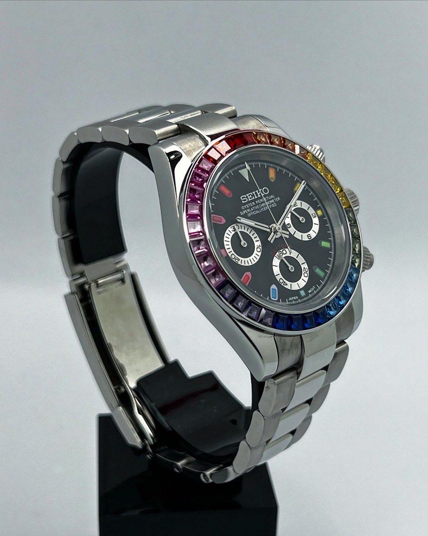 Custom Seiko Mod Rainbow Daytona (Quartz) in 39.5mm, Men's Fashion ...