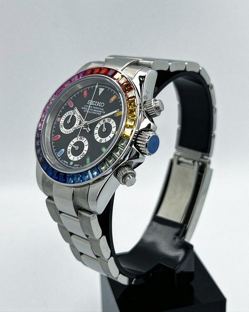 Custom Seiko Mod Rainbow Daytona (Quartz) in 39.5mm, Men's Fashion ...