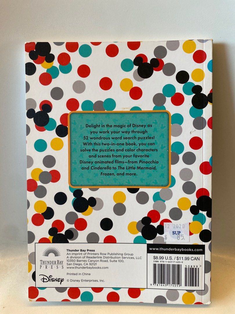 Disney Word Search and Coloring Book, 興趣及遊戲, 書本 & 文具, 小朋友書 - Carousell