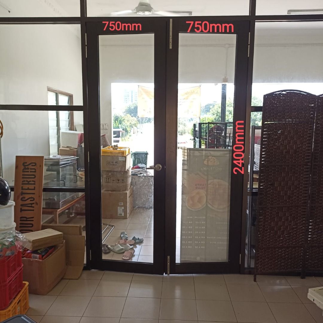 Double Leaf Glass Door Pintu Gelas Dua Daun, Furniture & Home Living ...