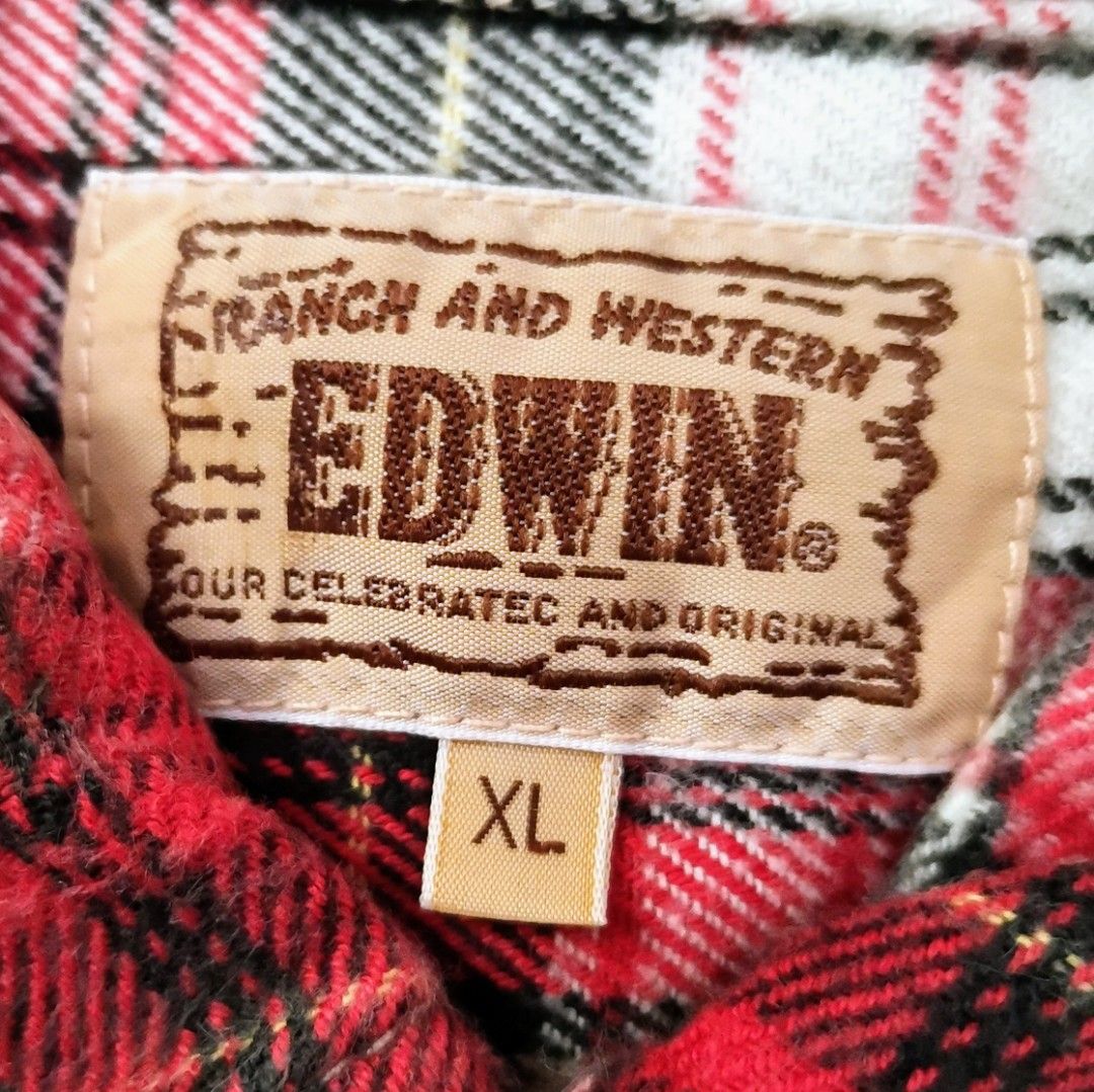 EDWIN Original Long Sleeve Flannel Shirt Kemeja Lengan Panjang, Fesyen ...