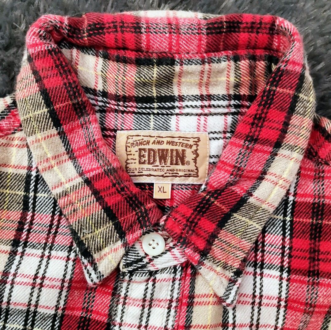EDWIN Original Long Sleeve Flannel Shirt Kemeja Lengan Panjang, Fesyen ...