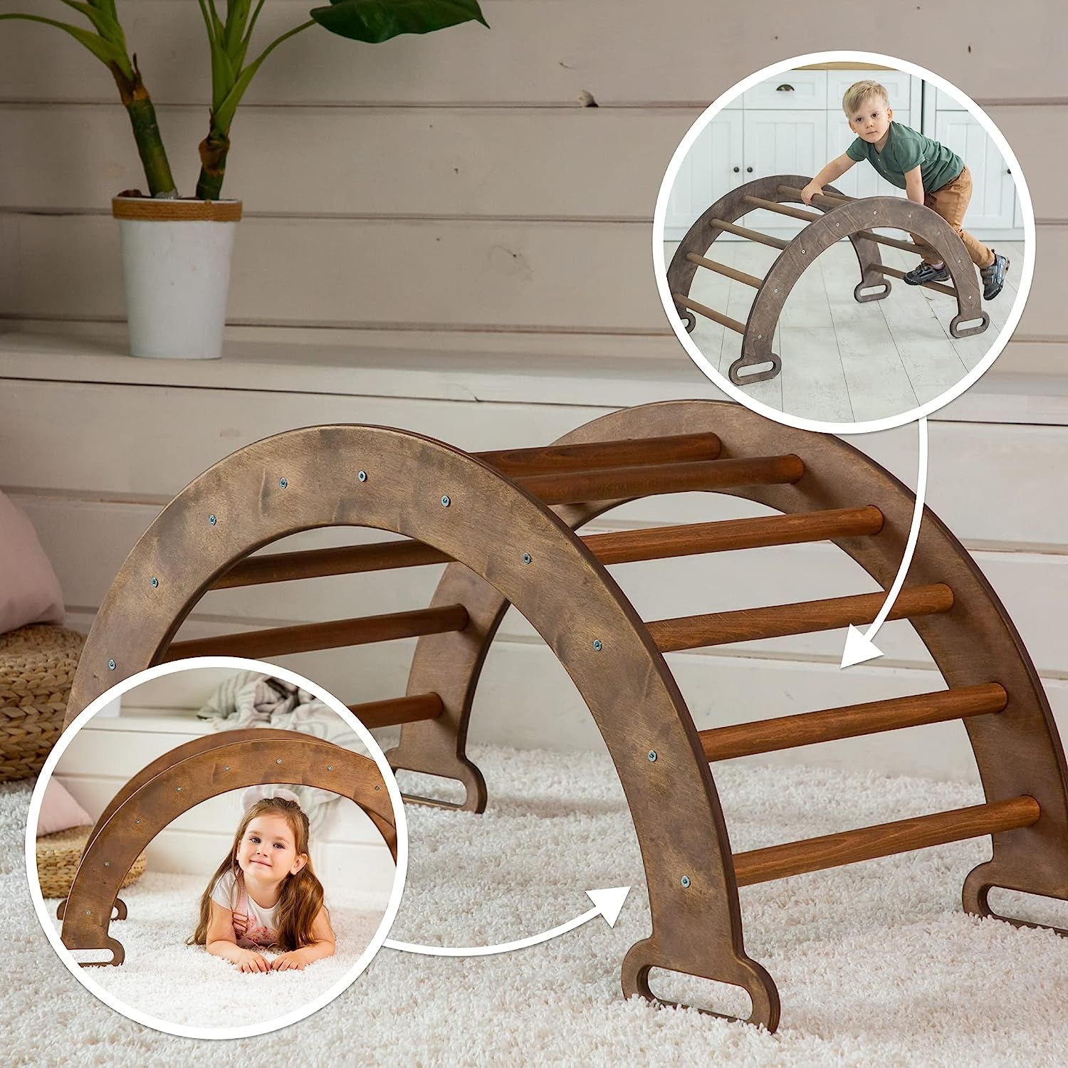 Goodevas Wooden Climbing Arch/Rocker - Outdoor/Indoor Kids Climber Play ...